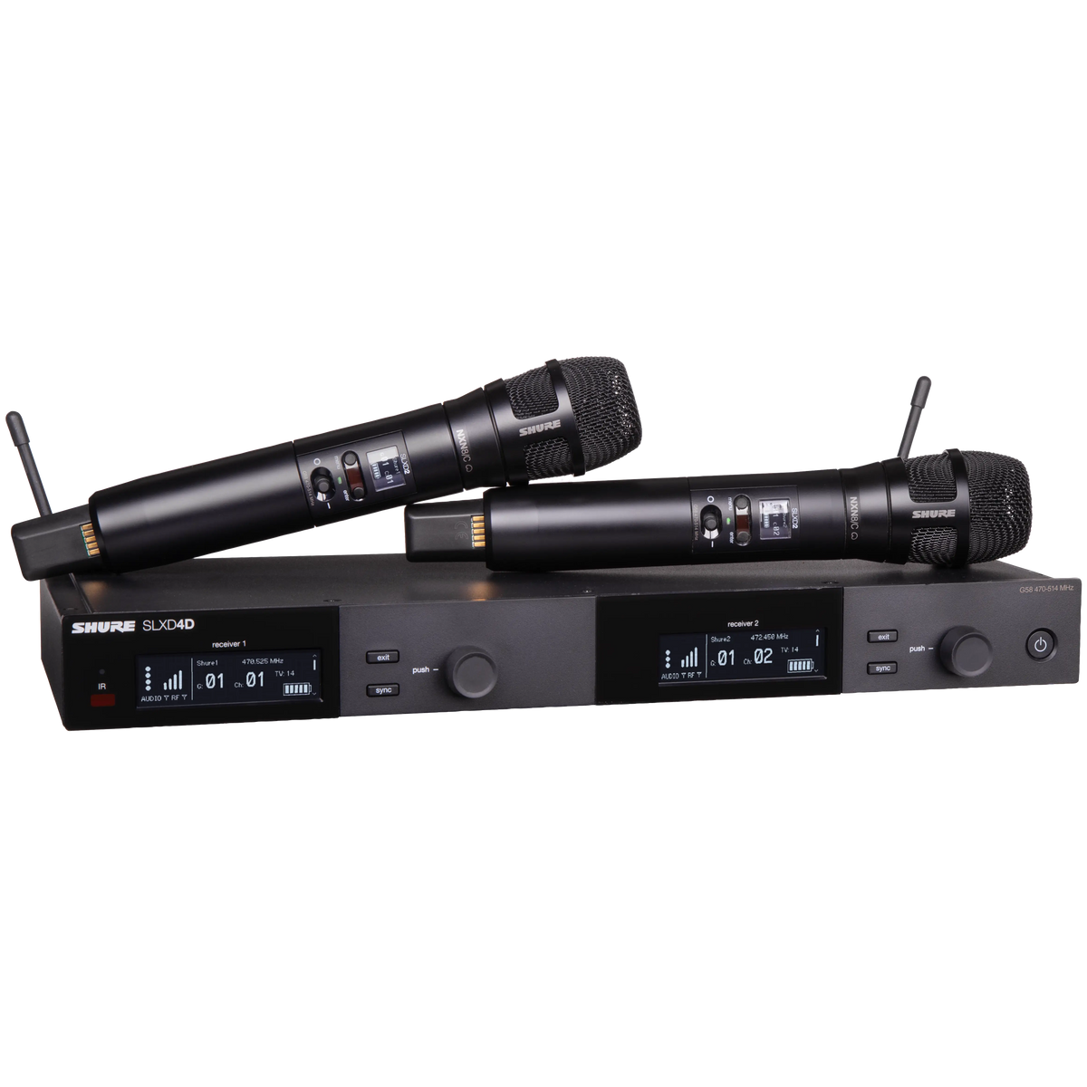 Shure SLXD24D/N8CB Dual Channel Wireless Handheld Microphone System ...